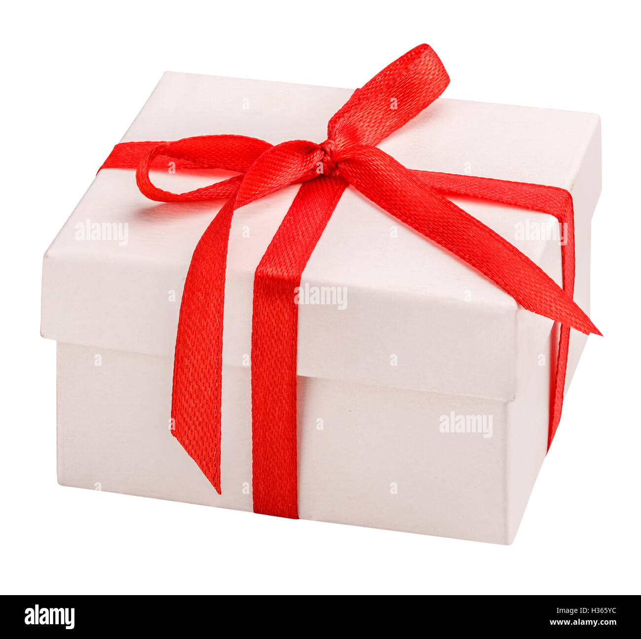 white gift box with a red ribbon and bow Stock Photo - Alamy