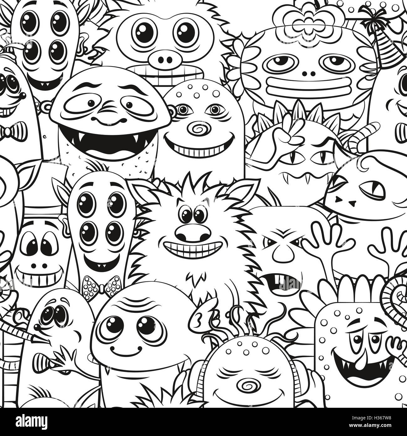 Cartoon Contour Monsters Seamless Stock Vector Image & Art - Alamy