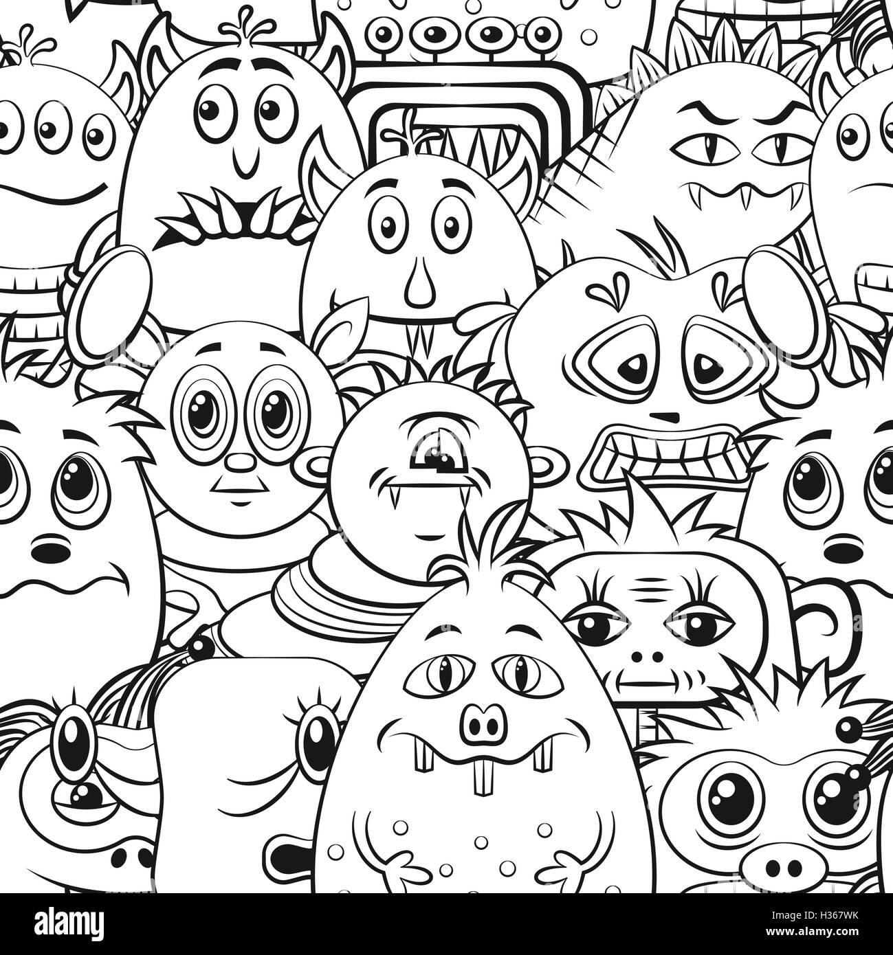 Cartoon Contour Monsters Seamless Stock Vector Image & Art - Alamy