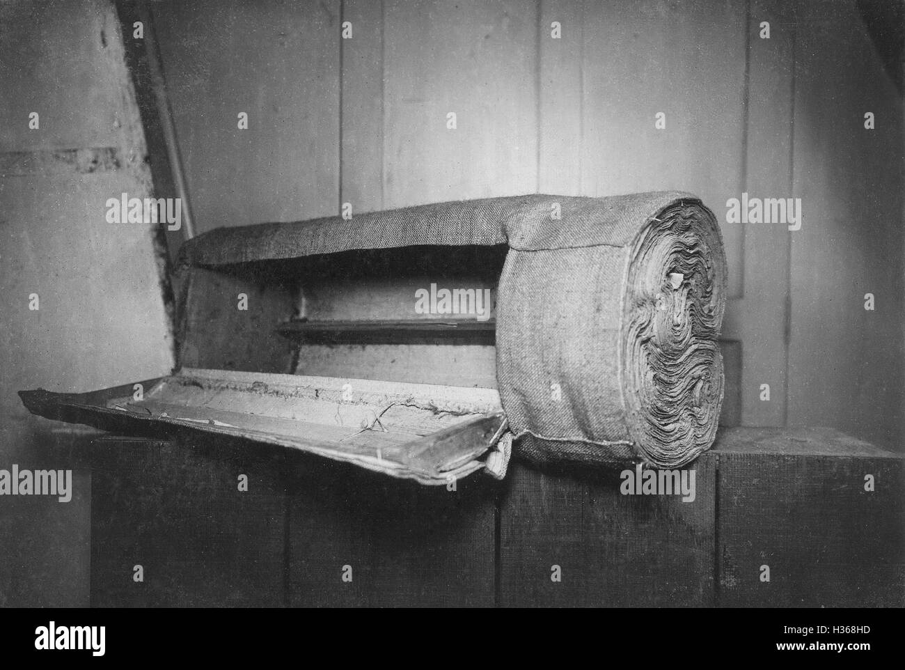 Hollow fabric roll used for hiding cigarette in Paris, 1911 Stock Photo ...