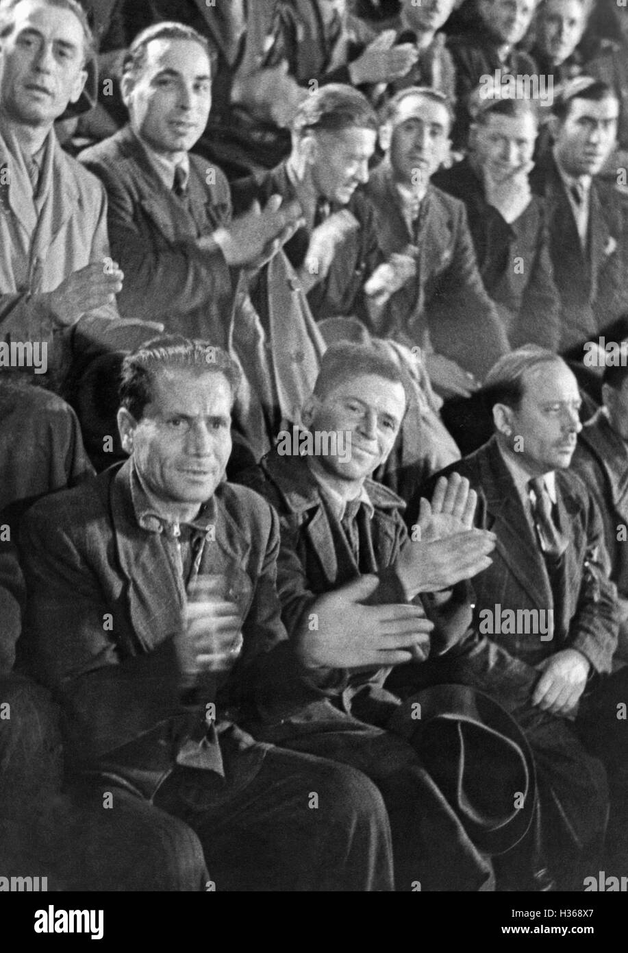 Italian workers at a ceremony on the anniversary of the March on Rome ...