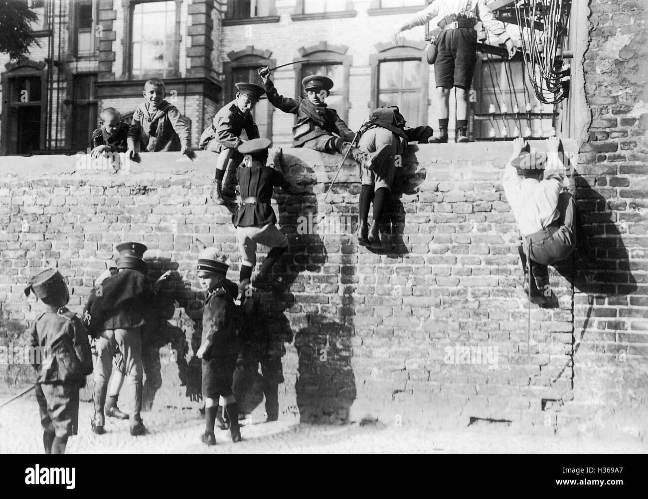 Children playing soldier, 1914 Stock Photo - Alamy