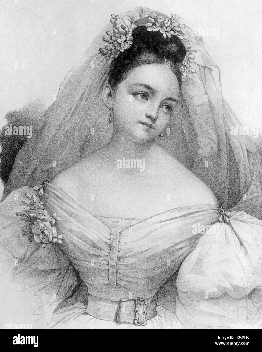 Bridal fashion, 1866 Stock Photo - Alamy