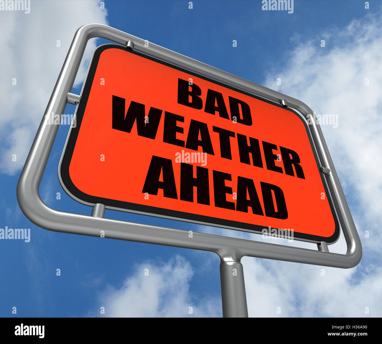 Bad Weather Ahead Sign Shows Dangerous Prediction Stock Photo - Alamy