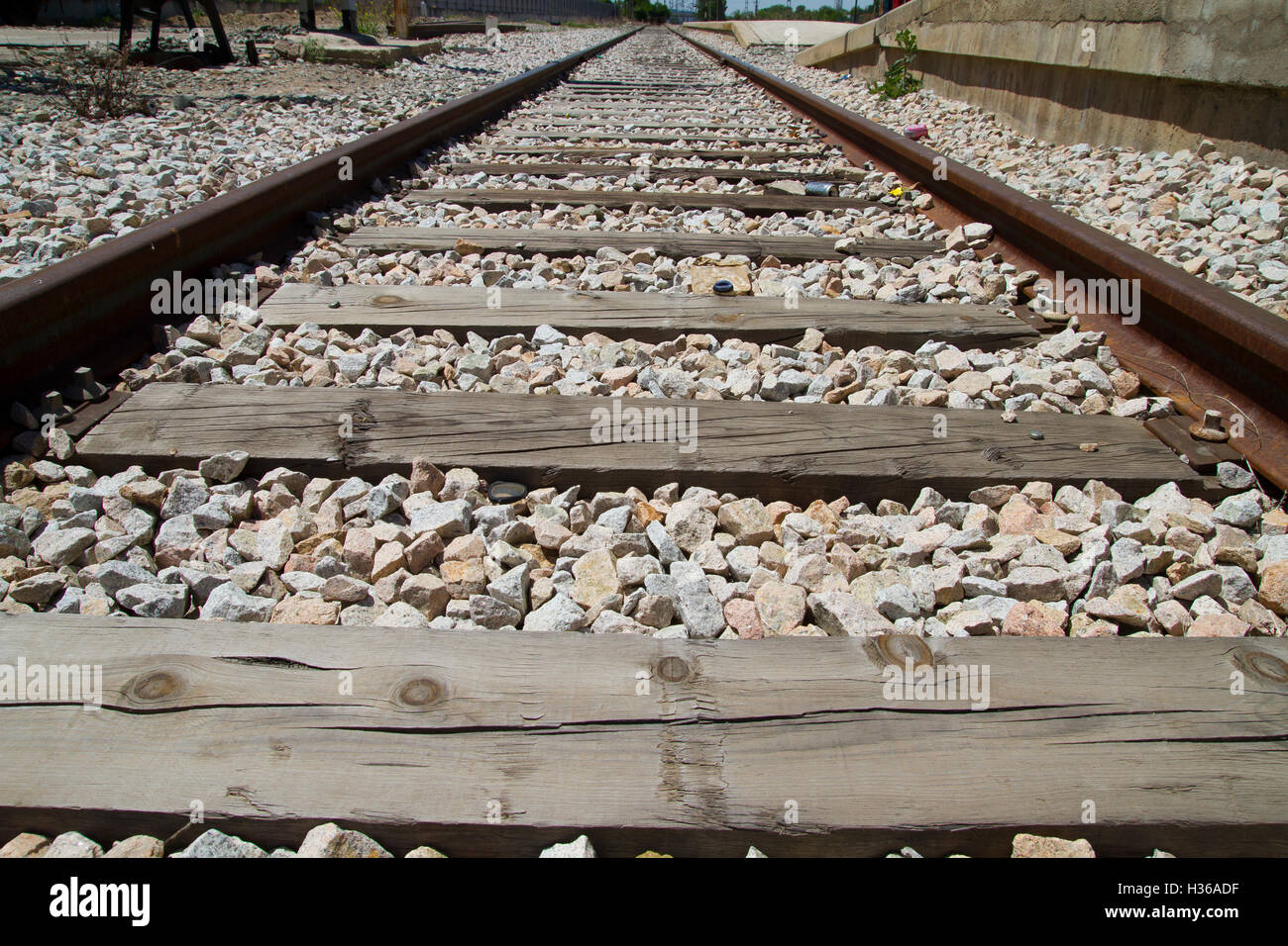 train rails, detail of railways in Spain Stock Photo - Alamy