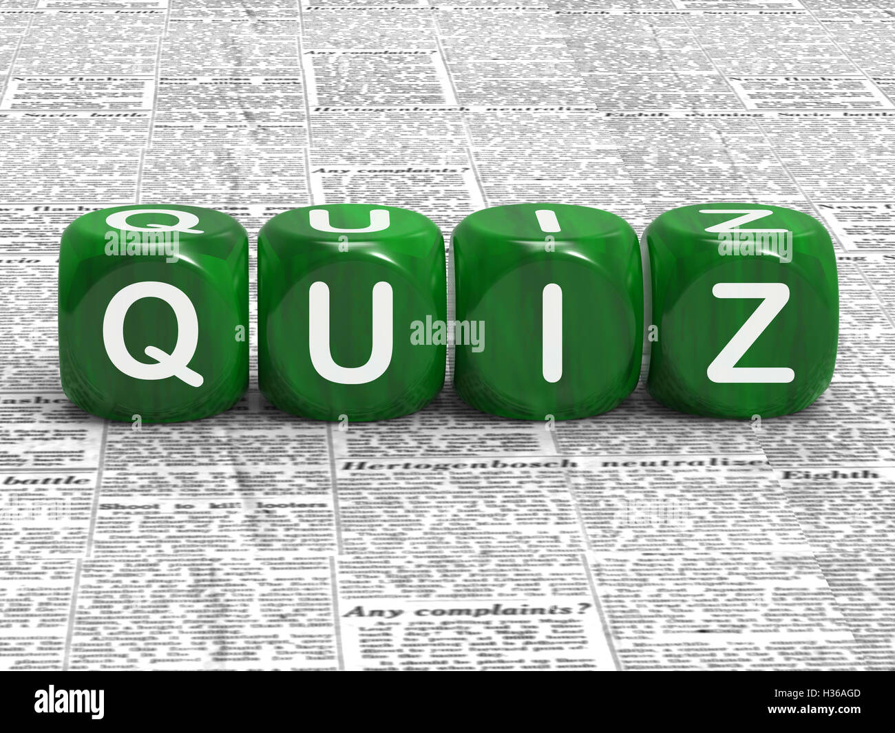 Quiz Dice Shows Questions Answers And Testing Stock Photo - Alamy