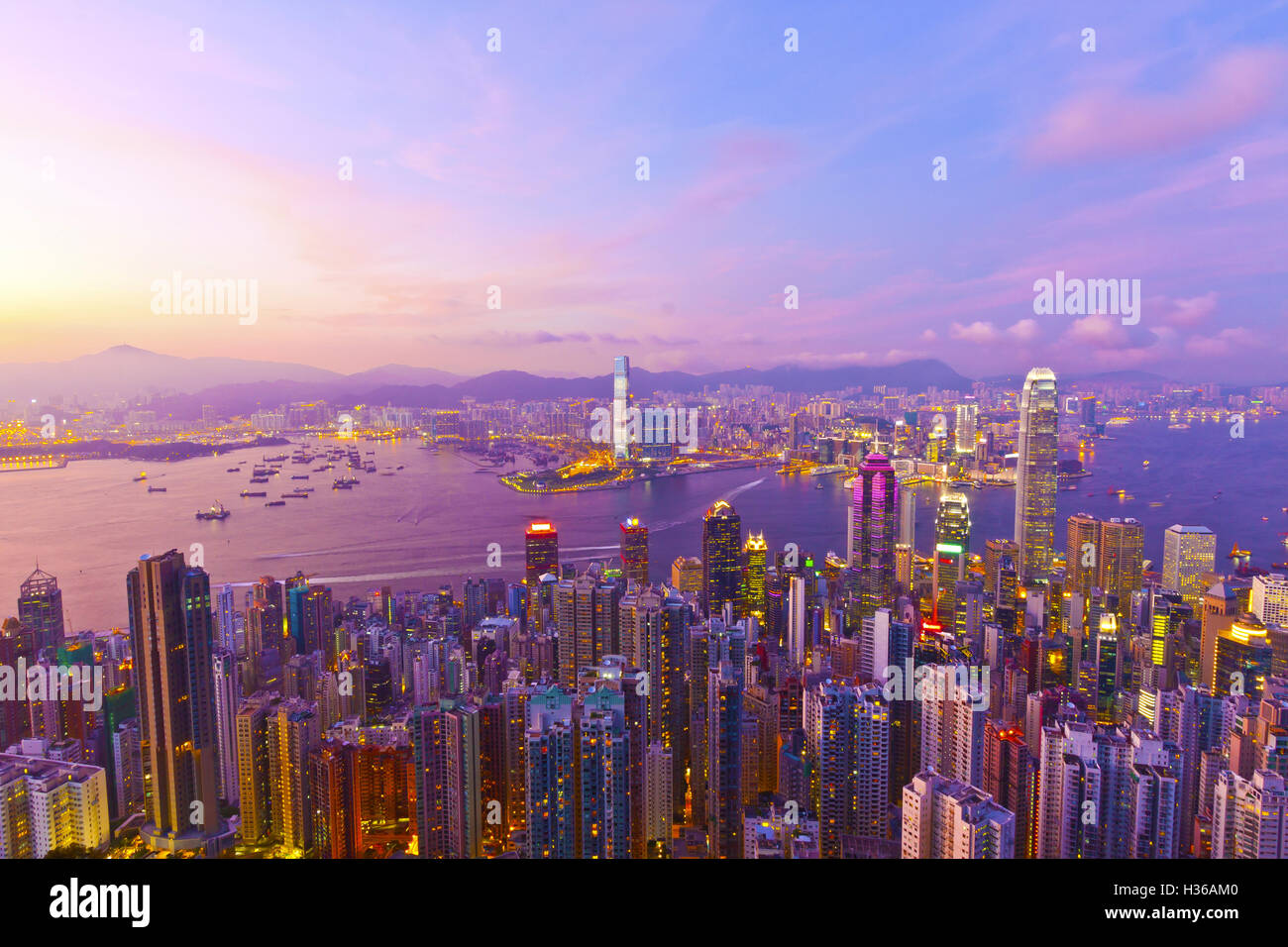 Hong Kong sunset Stock Photo - Alamy