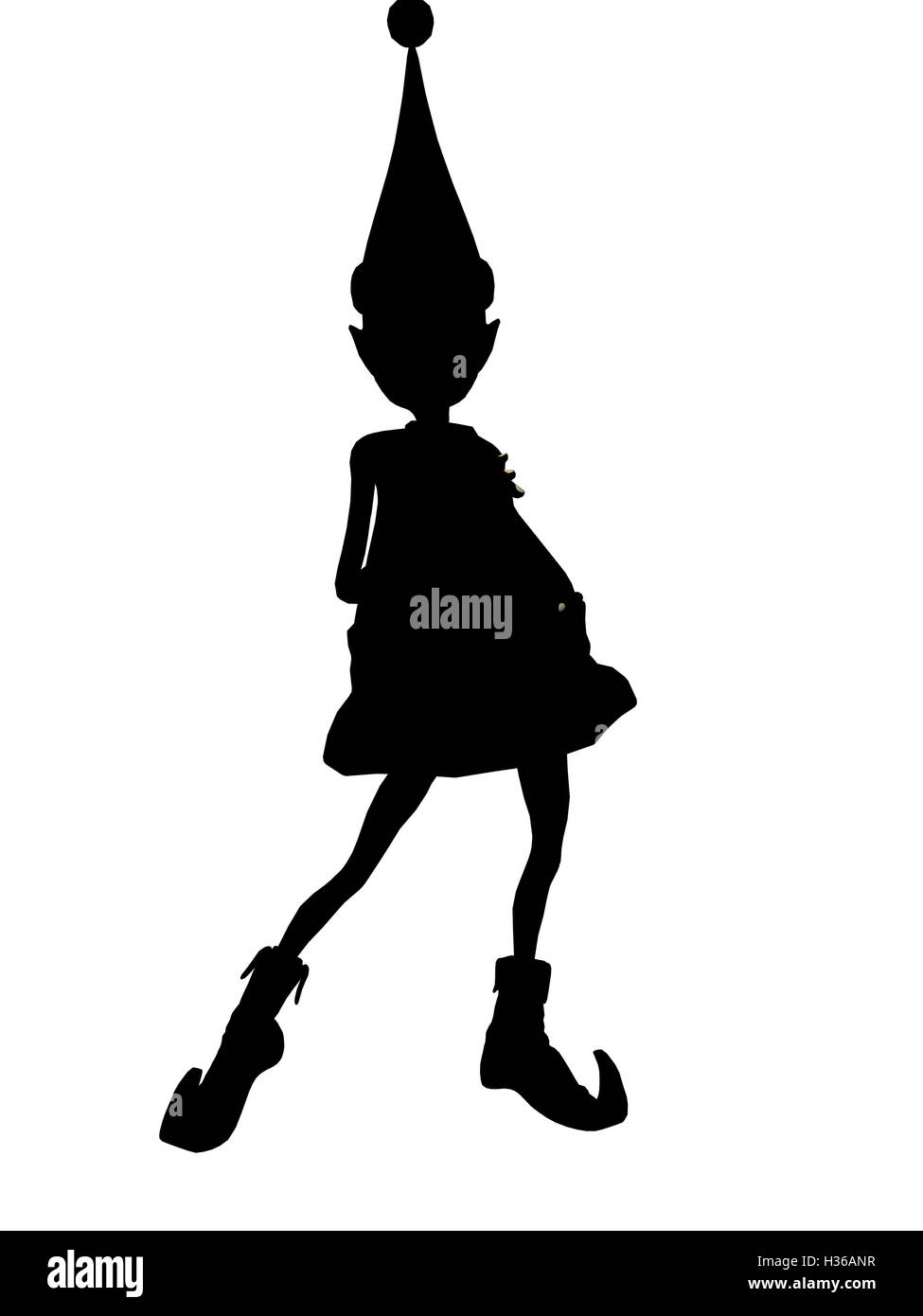 Christmas Elf Silhouette Illustration Stock Photo - Alamy