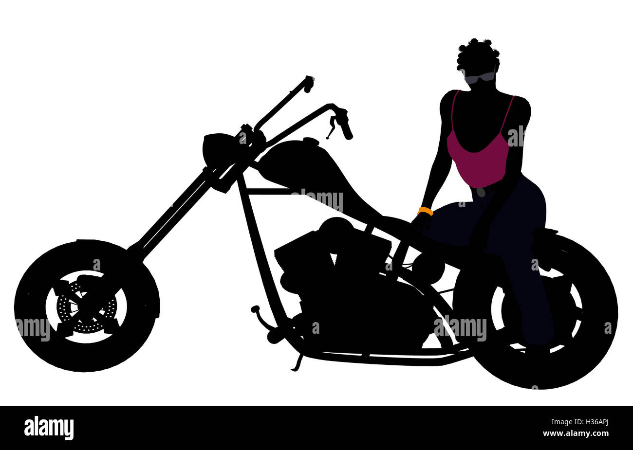 African American Female Biker Silhouette Stock Photo - Alamy