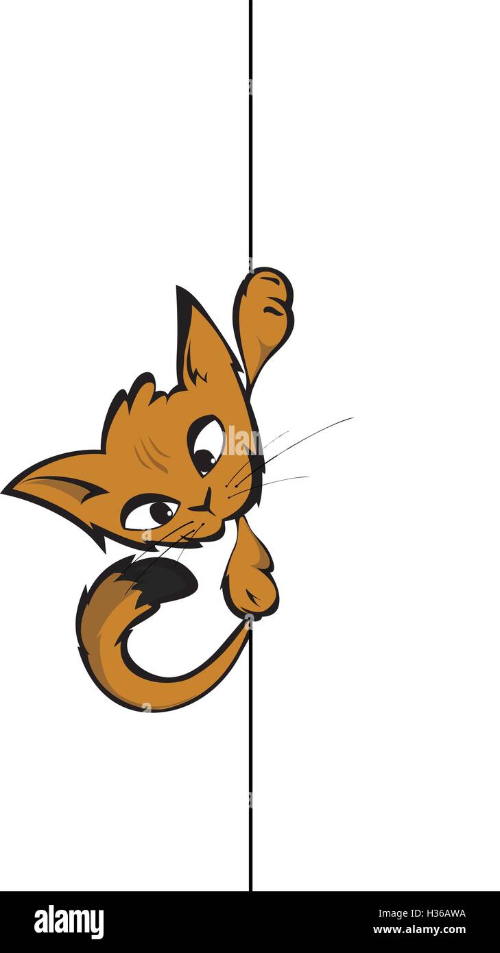 Kitty Peeking Behind Wall