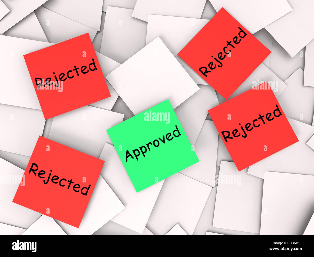 Approved Rejected Post-It Notes Shows Accepted Or Refused Stock Photo ...