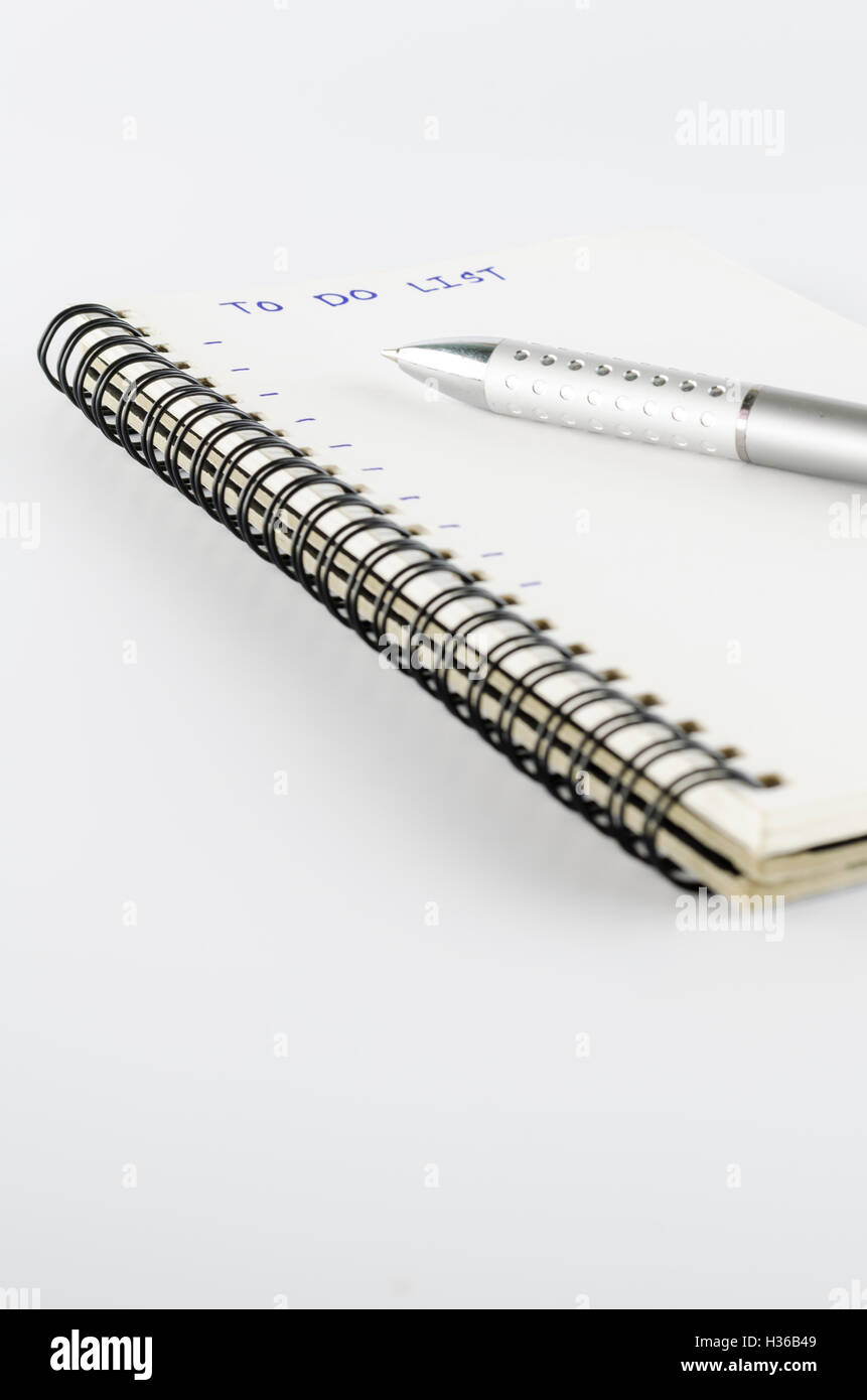 notebook with pen write to do list word Stock Photo - Alamy
