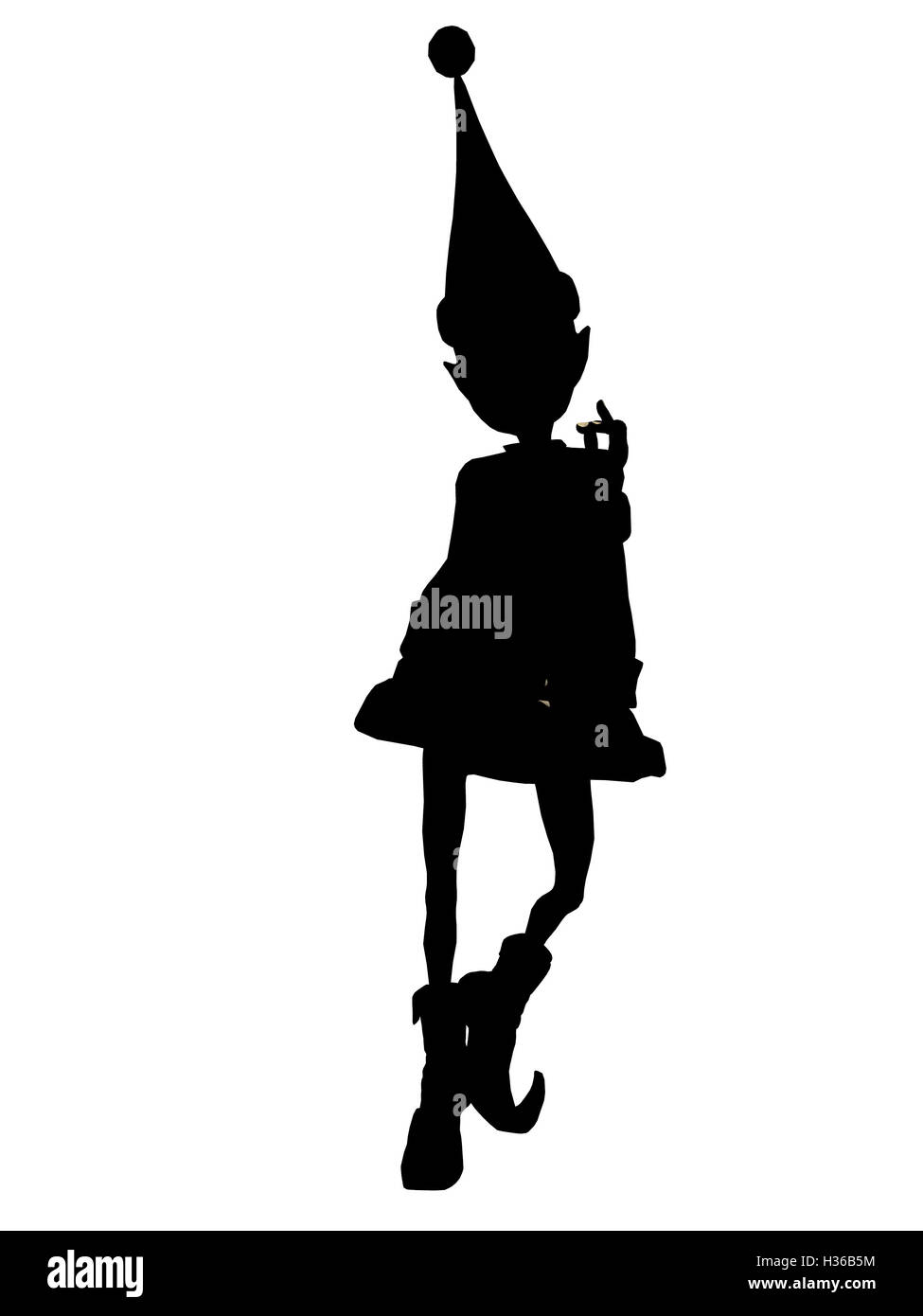Christmas Elf Silhouette Illustration Stock Photo - Alamy