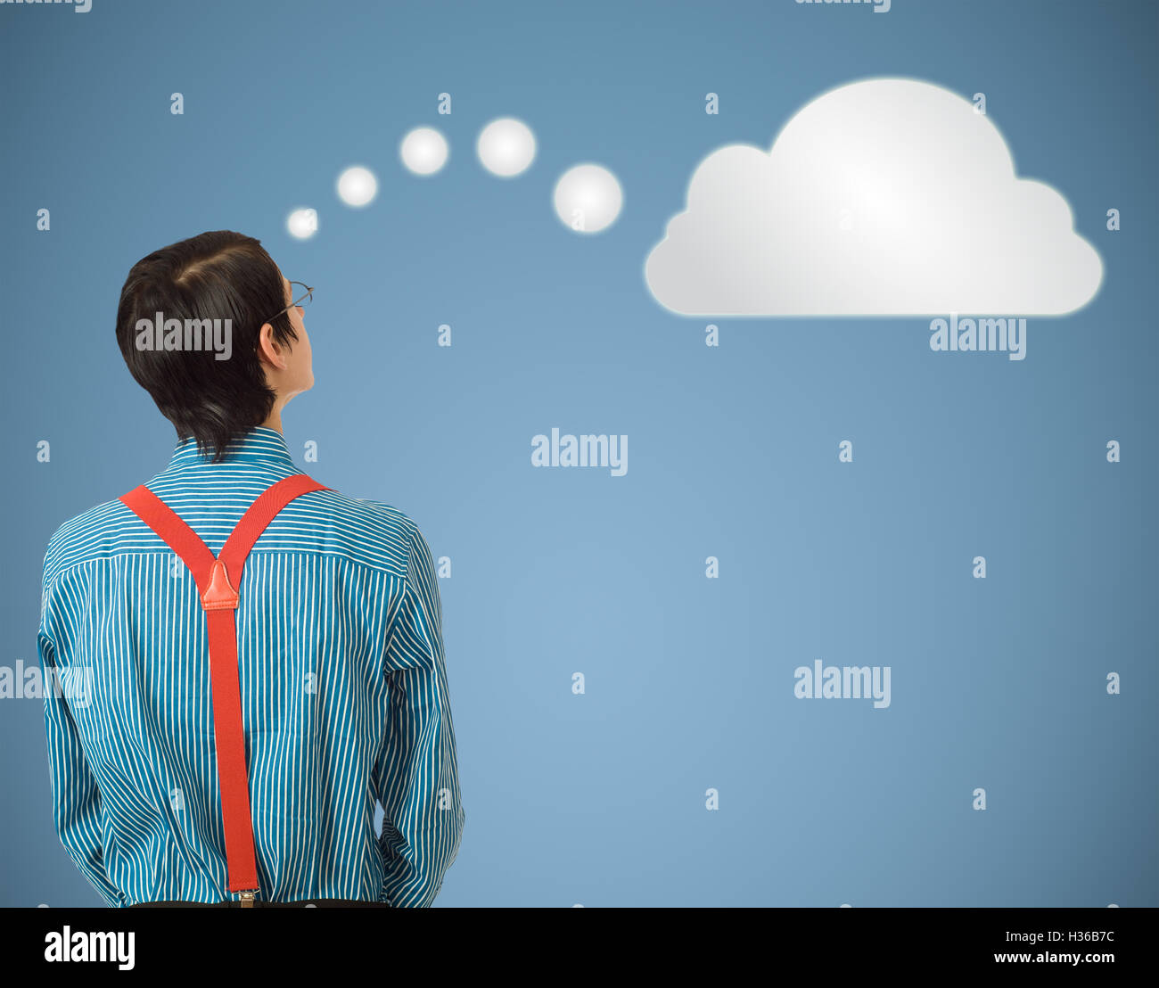 Nerd geek businessman thinking cloud or computing Stock Photo - Alamy