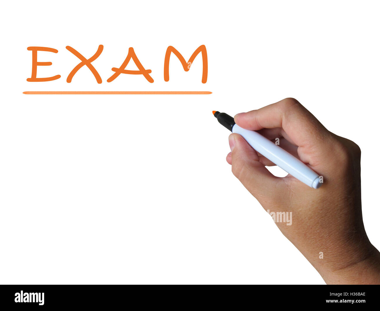 Exam On Whiteboard Means Tests And Examinations Stock Photo - Alamy