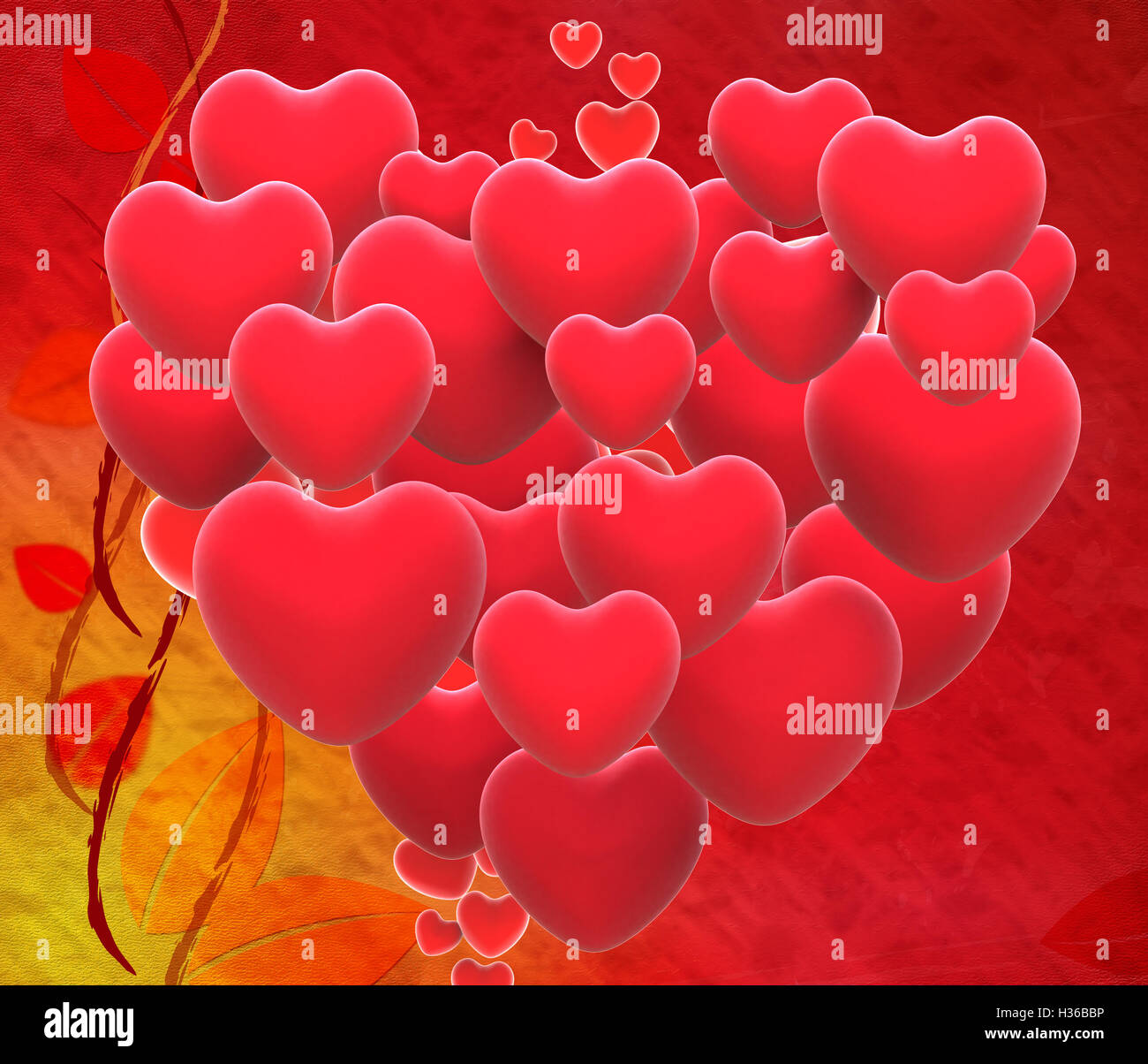 Heart Made With Hearts Shows Romantic Wedding And Marriage Stock Photo ...