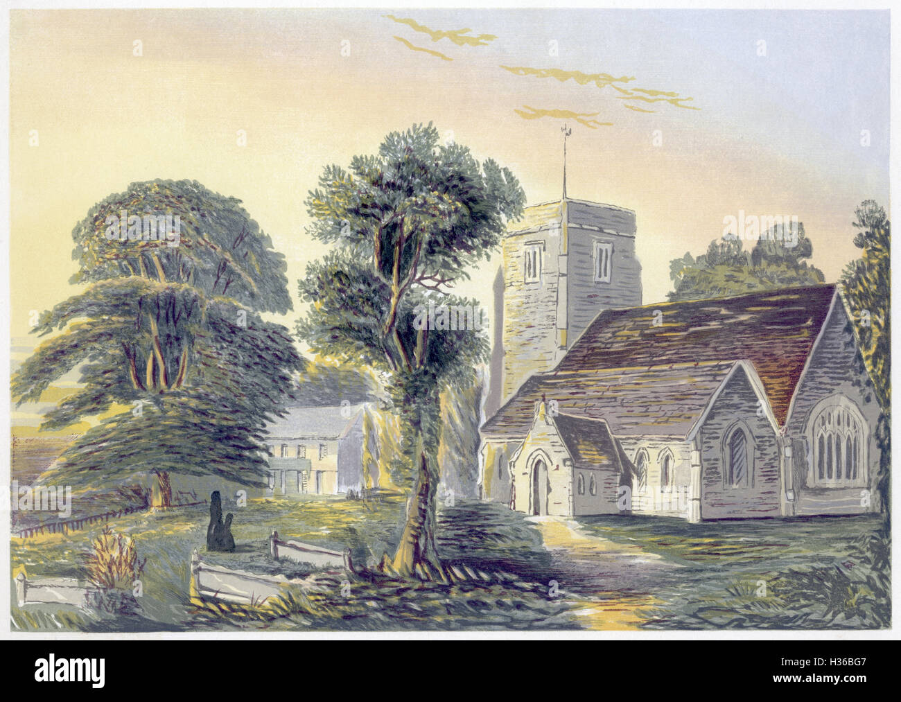A watercolour painting entitled Holy Trinity, Penn, Buckinghamshire ...