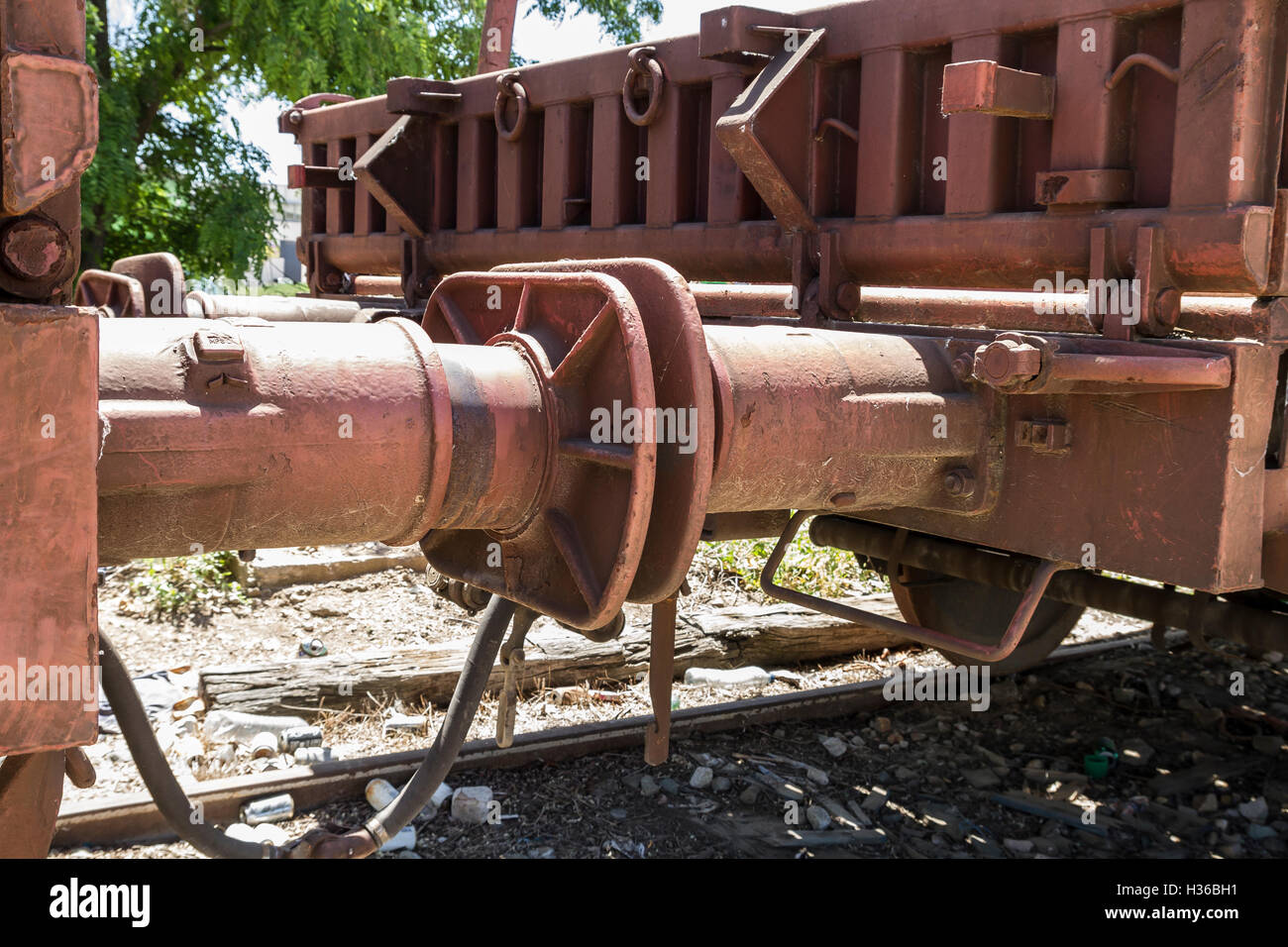 old freight train, metal machinery details Stock Photo - Alamy