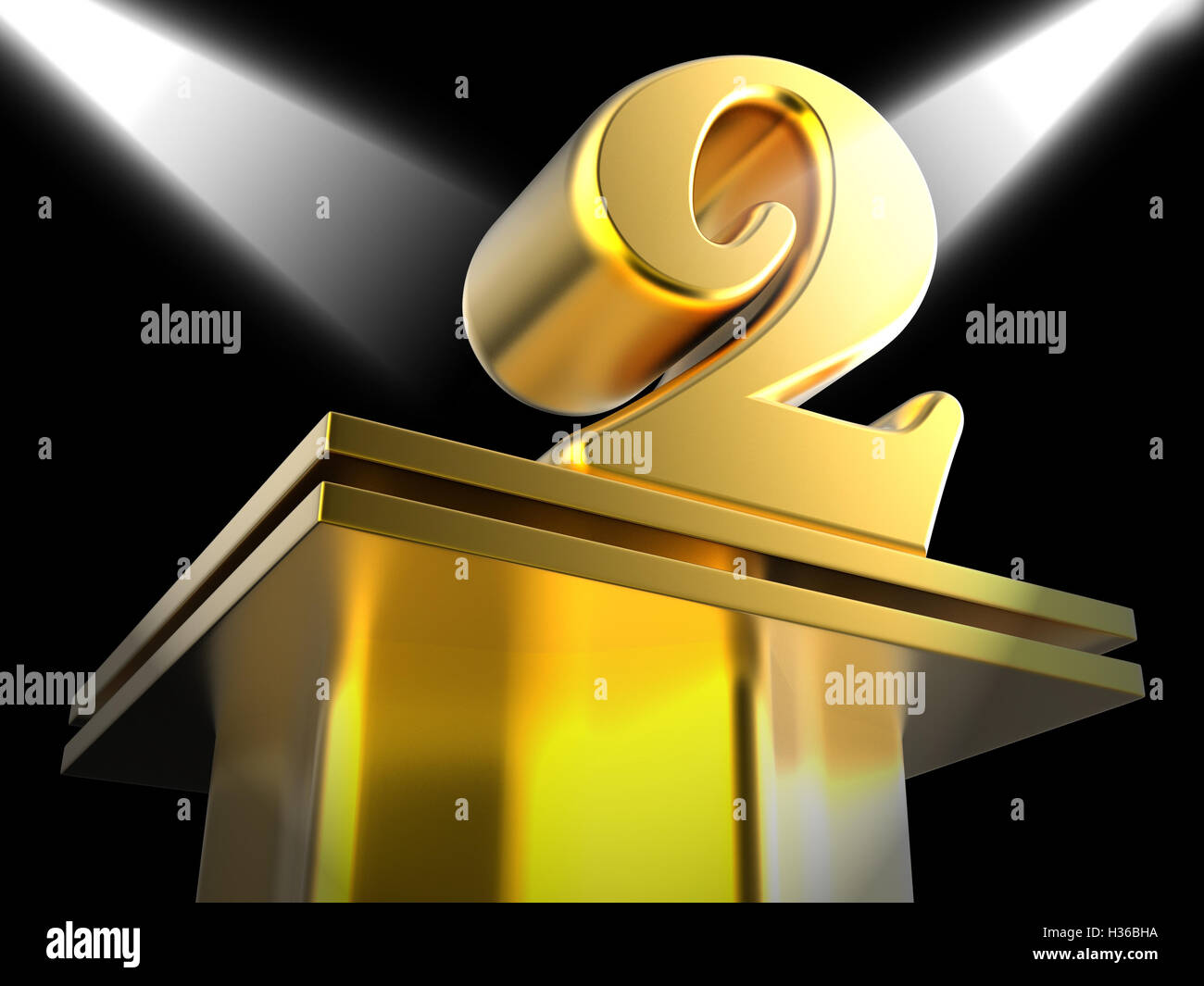 Golden Two On Pedestal Means Recognition And Success Stock Photo - Alamy