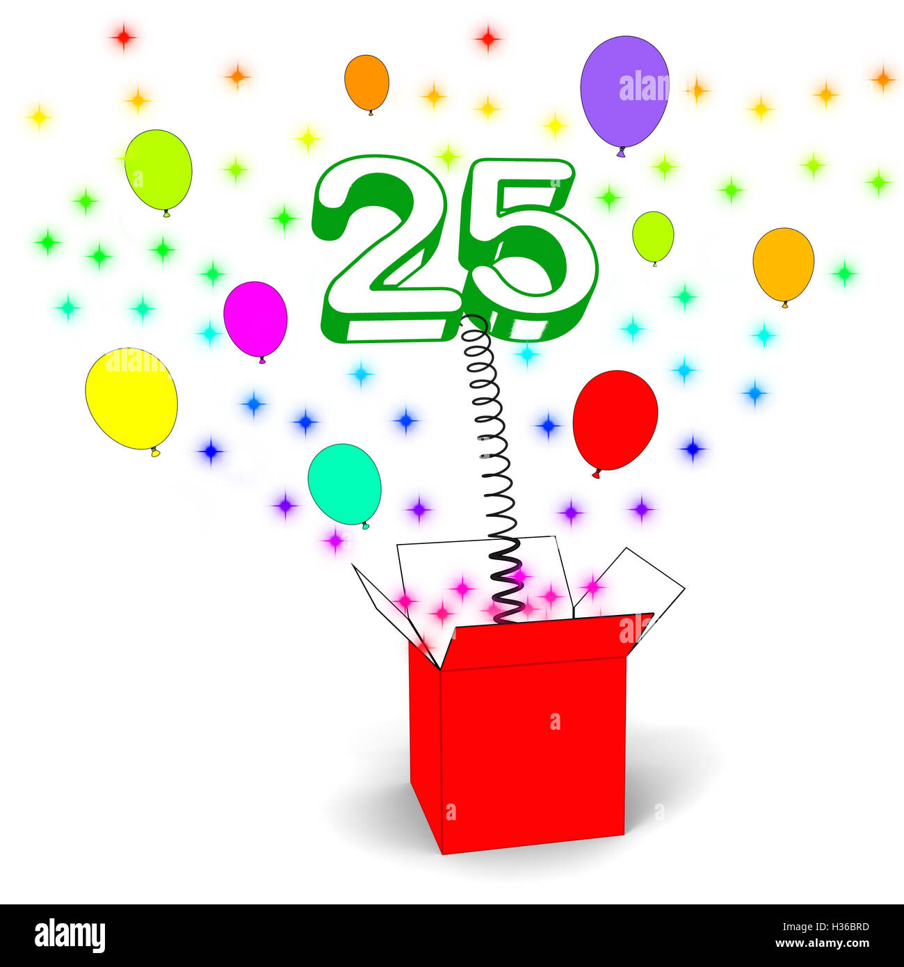 Number Twenty Five Surprise Box Means Beautiful Creativity And S Stock ...