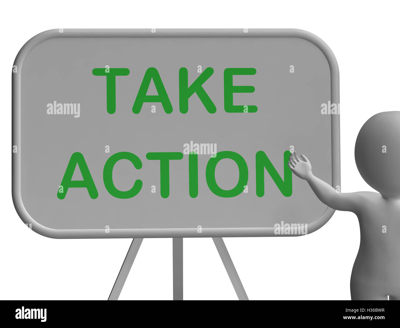 Take Action Board Shows Motivation And Encouragement Stock Photo - Alamy