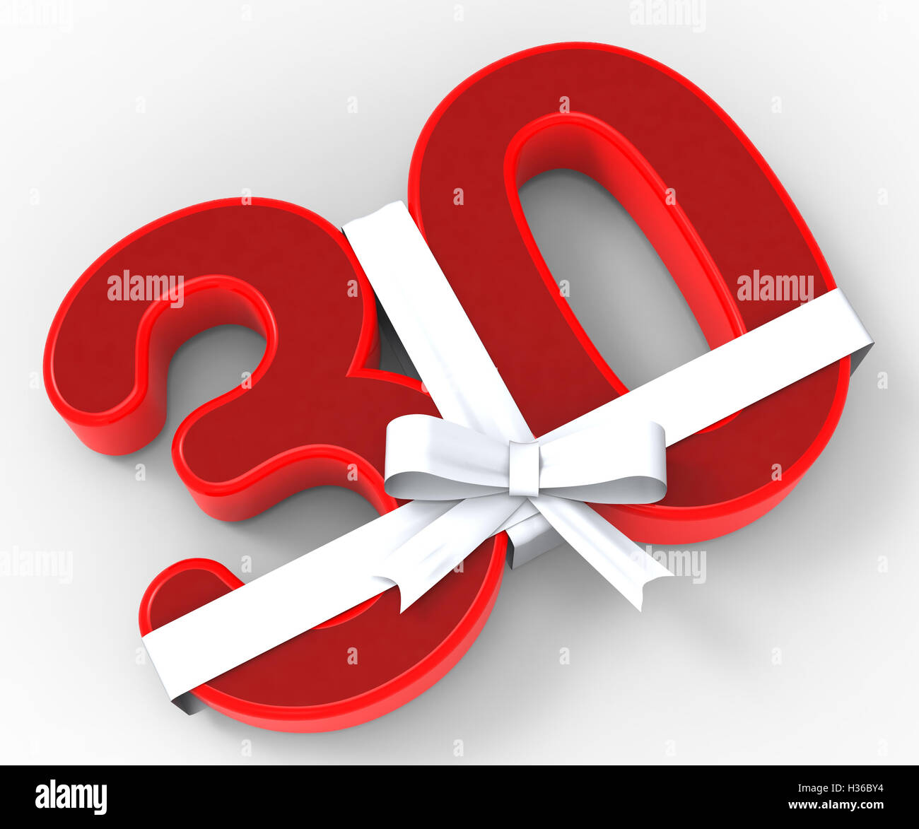 Number Thirty With Ribbon Means Creative Design Or Event Adornme Stock ...