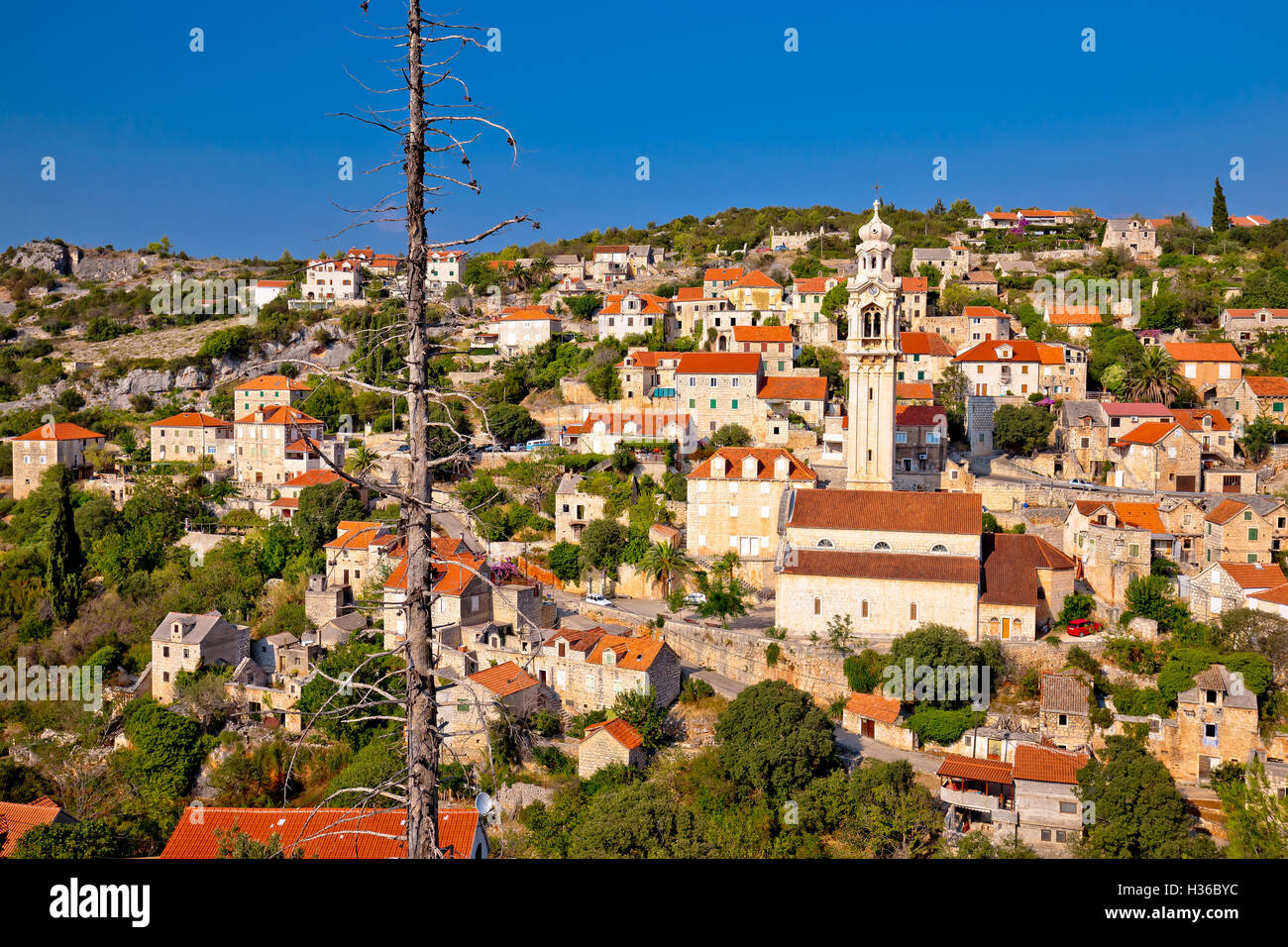 Old stone village of Lozisca on Brac island, Dalmatia, Croatia Stock ...