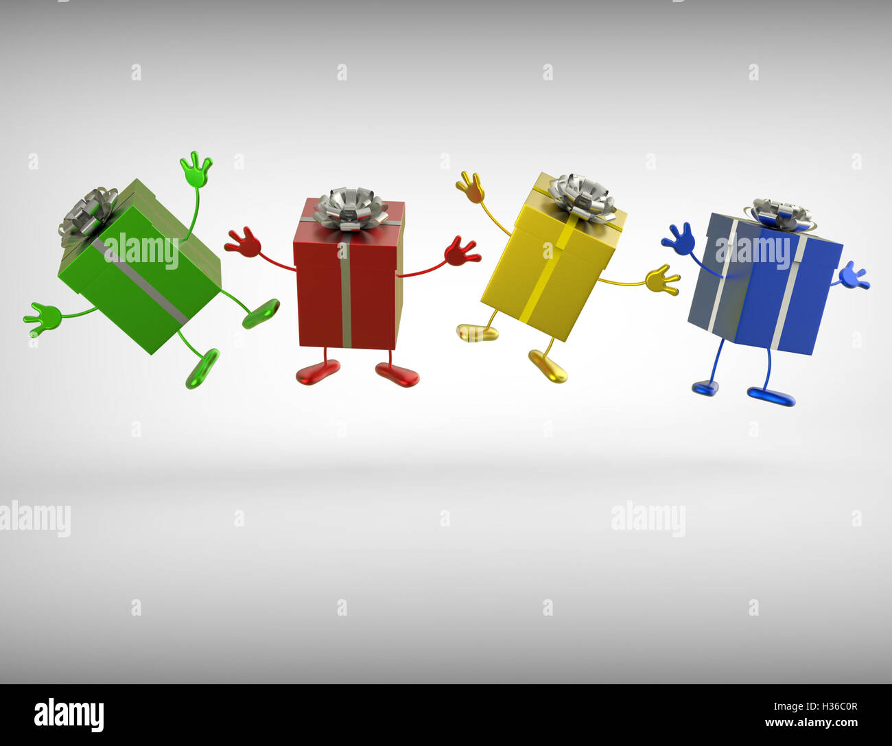 Presents Show Giving Gifts Birthday Or Christmas Stock Photo - Alamy