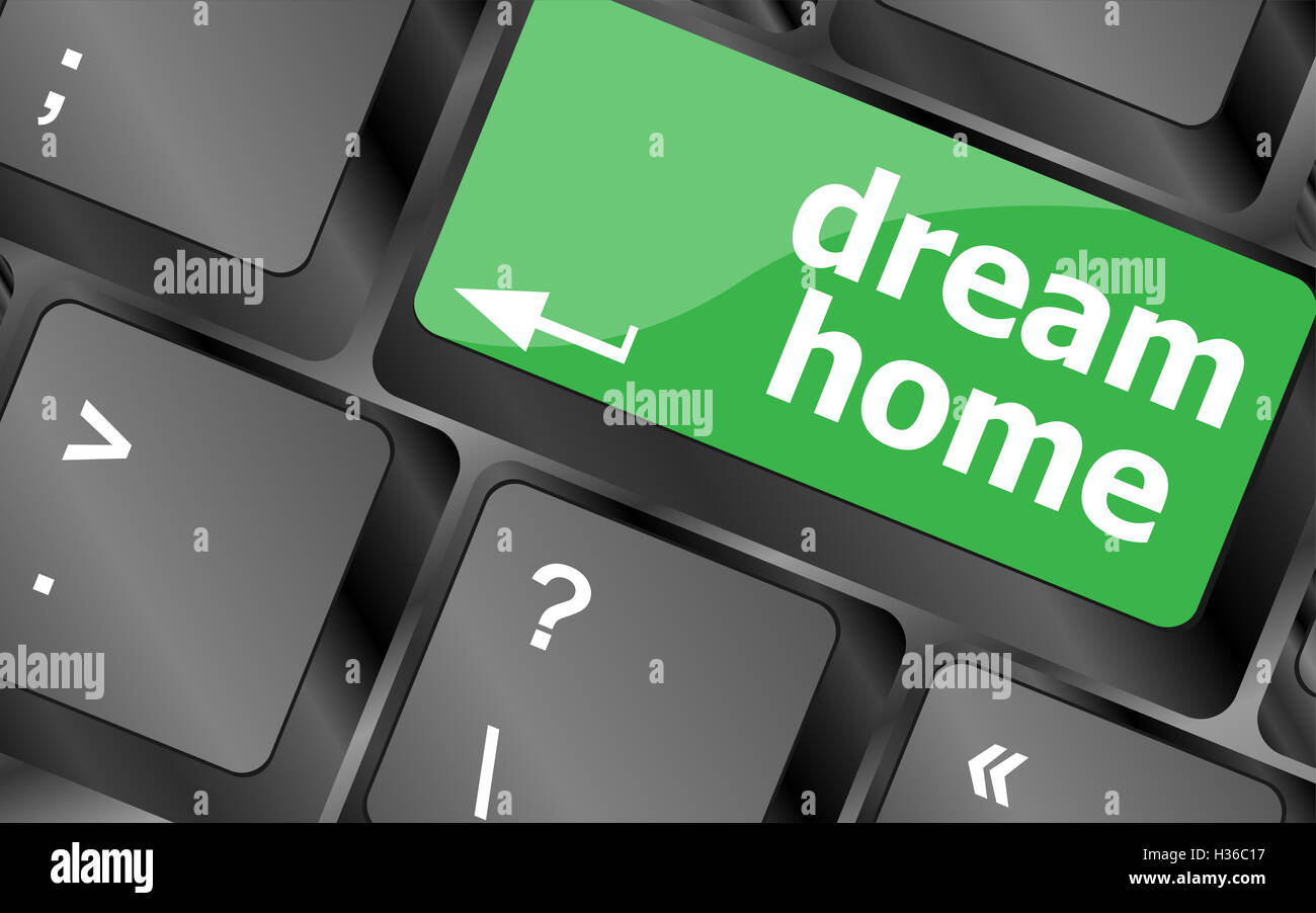 Computer keyboard with dream home key - technology background Stock ...