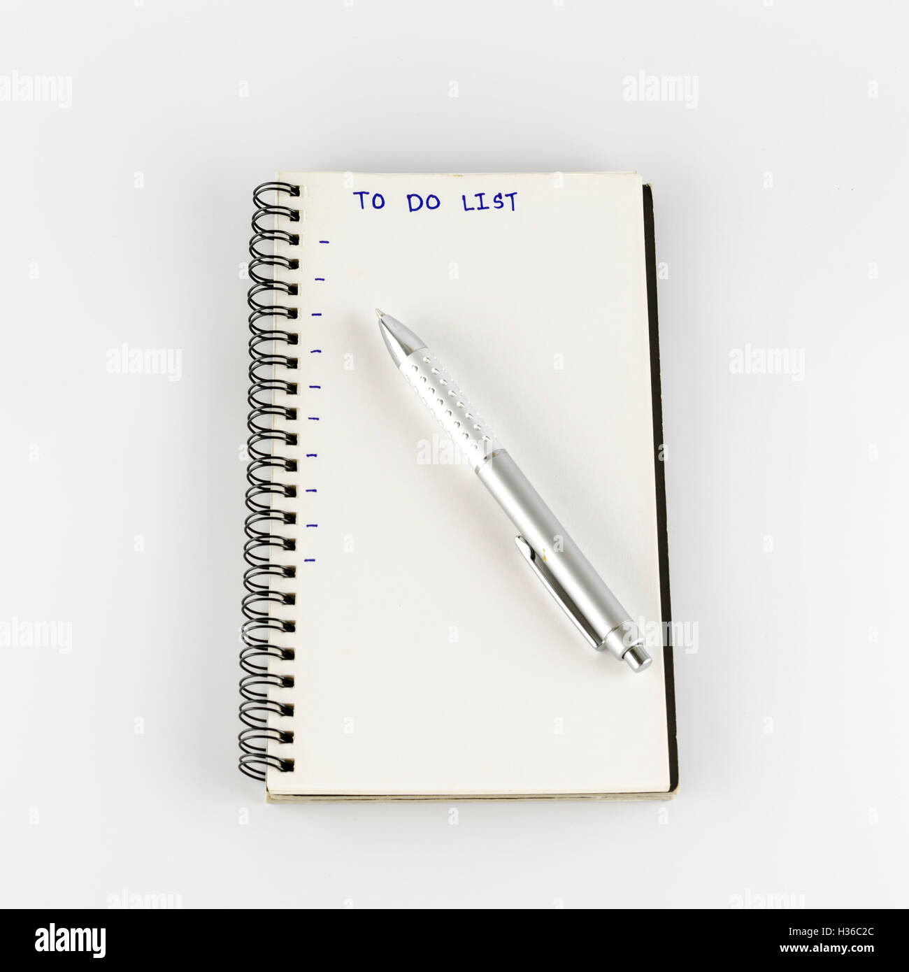notebook with pen write to do list word Stock Photo - Alamy