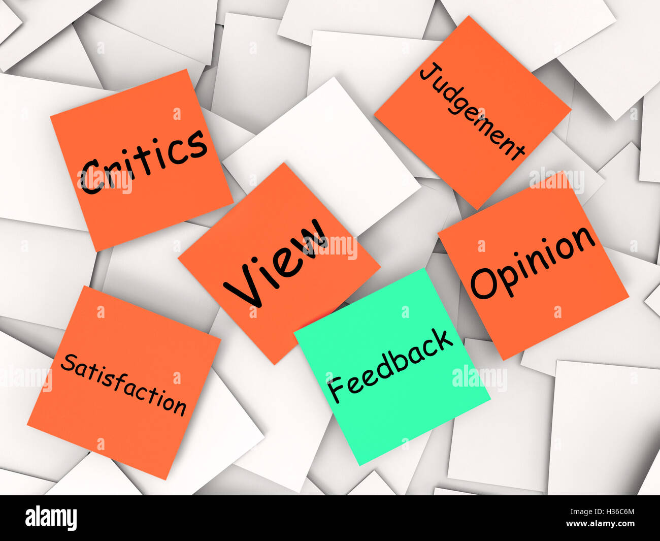 Feedback Post-It Note Shows Judgement And Review Stock Photo - Alamy