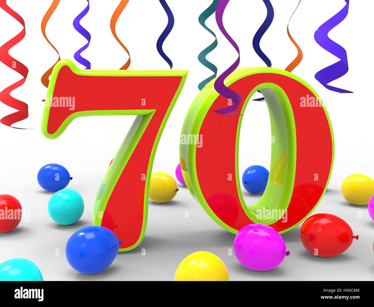 Number Seventy Party Shows Creative Celebration Or Birthday Part Stock ...