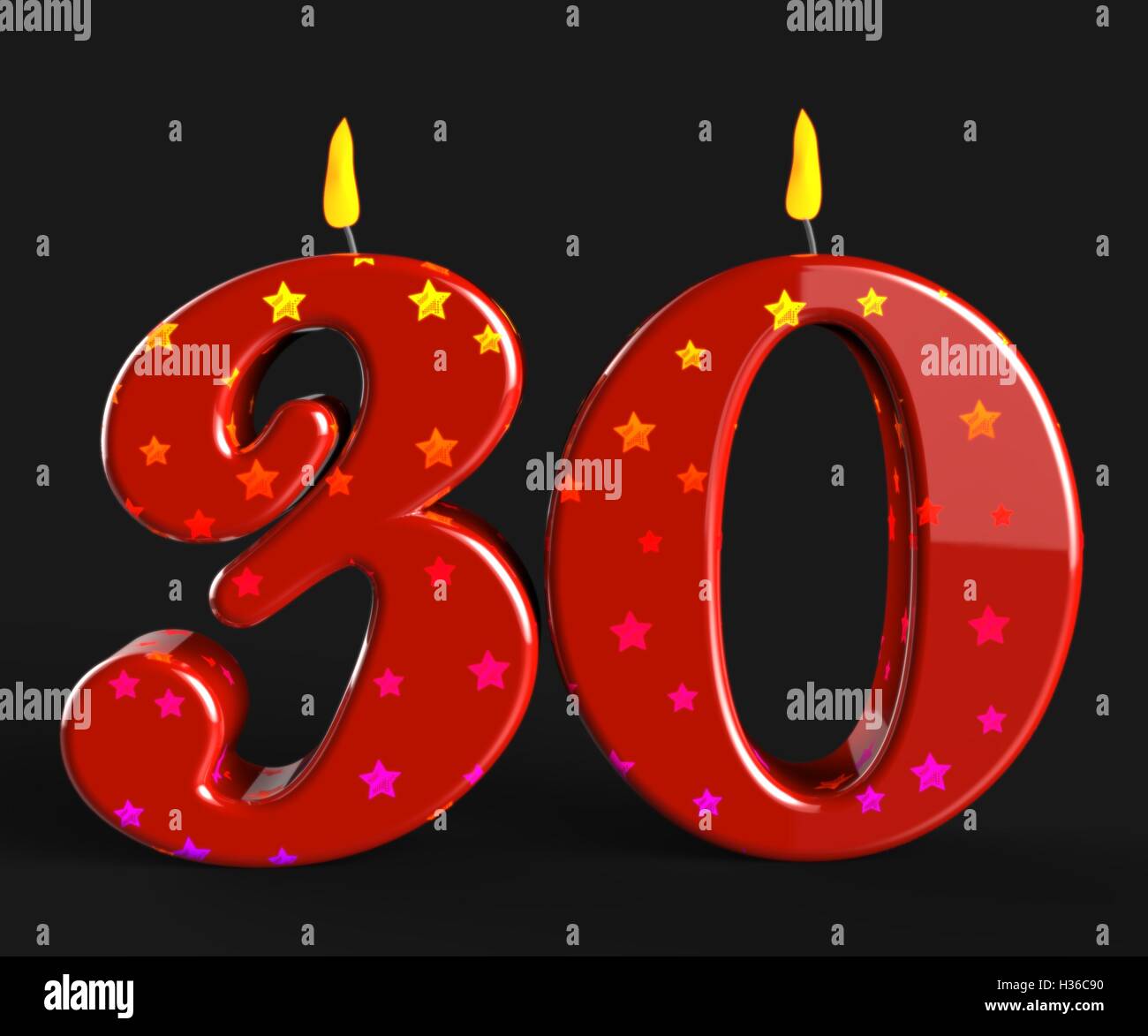 Number Thirty Candles Mean Red Cake Candles Or Birthday Candles Stock ...