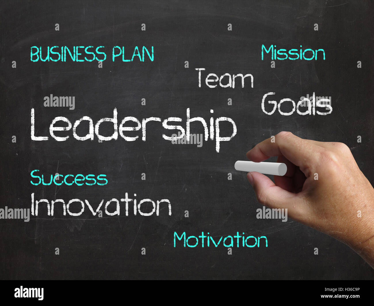 Leadership on Chalkboard Shows Authority Guidance and Vision Stock ...