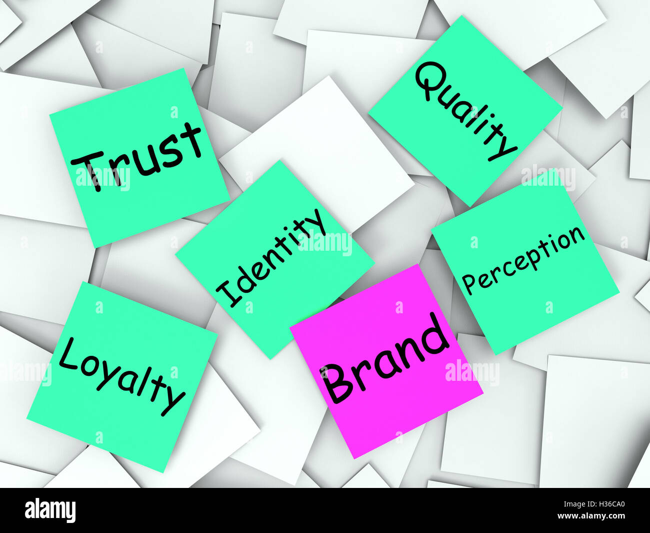 Brand Post-It Note Means Trademark And Identity Stock Photo - Alamy