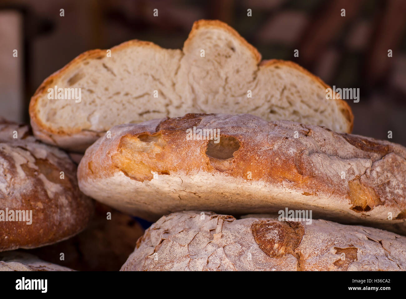Handmade artisan bread in a medieval fair, food Stock Photo - Alamy