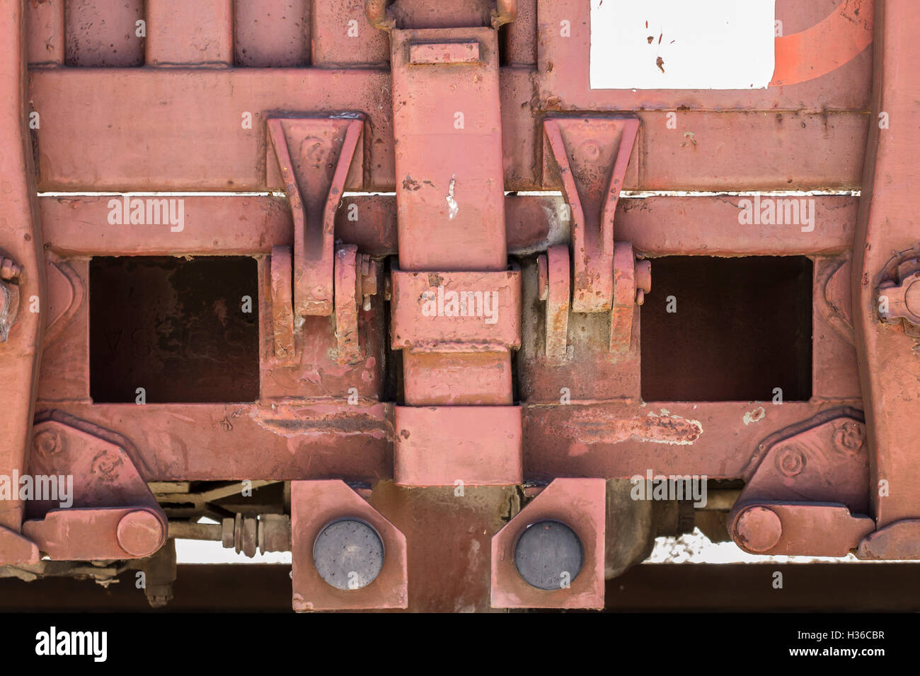 railway, old freight train, metal machinery details Stock Photo - Alamy