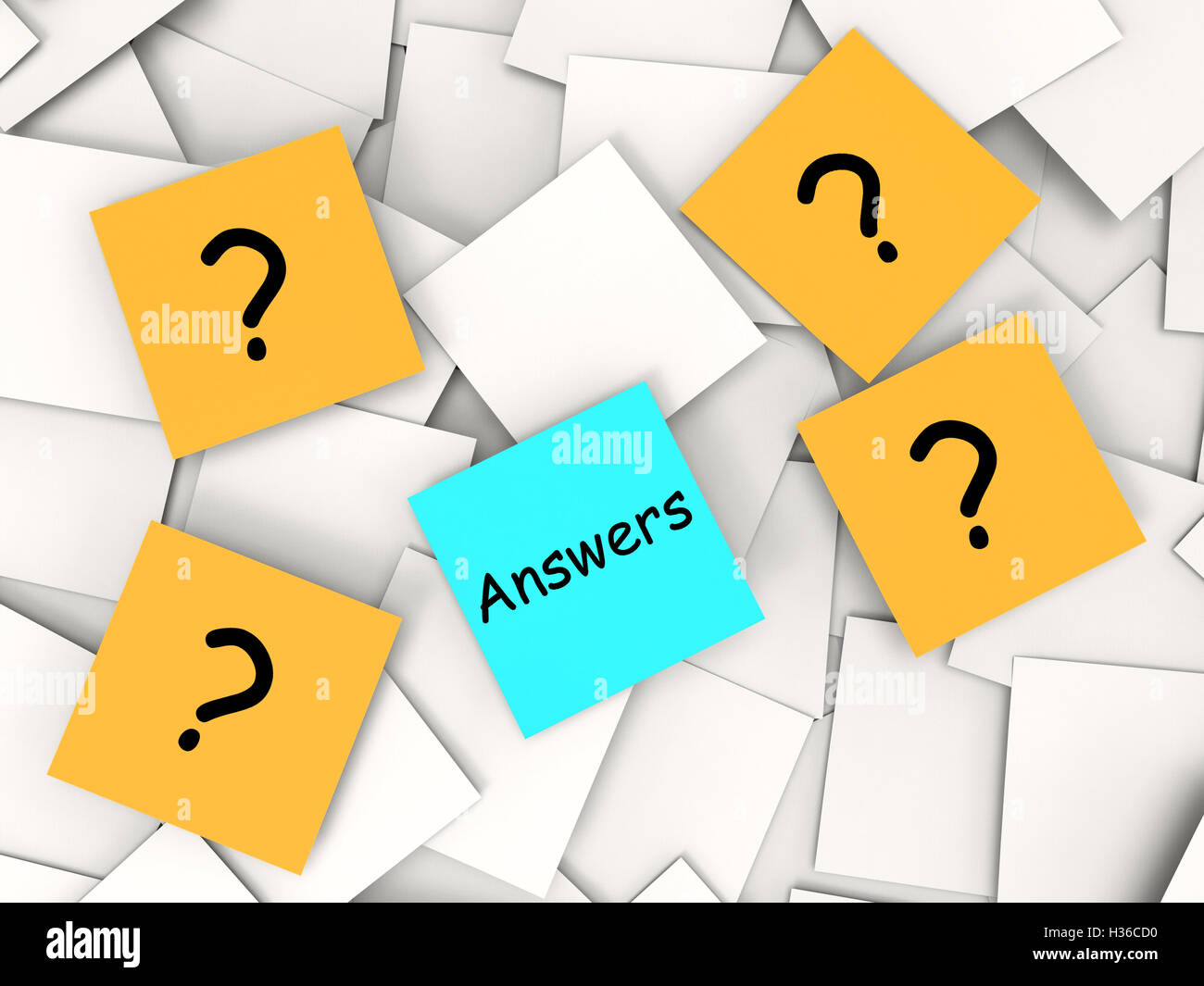 Questions Answers Post-It Notes Show Asking And Finding Out Stock Photo ...