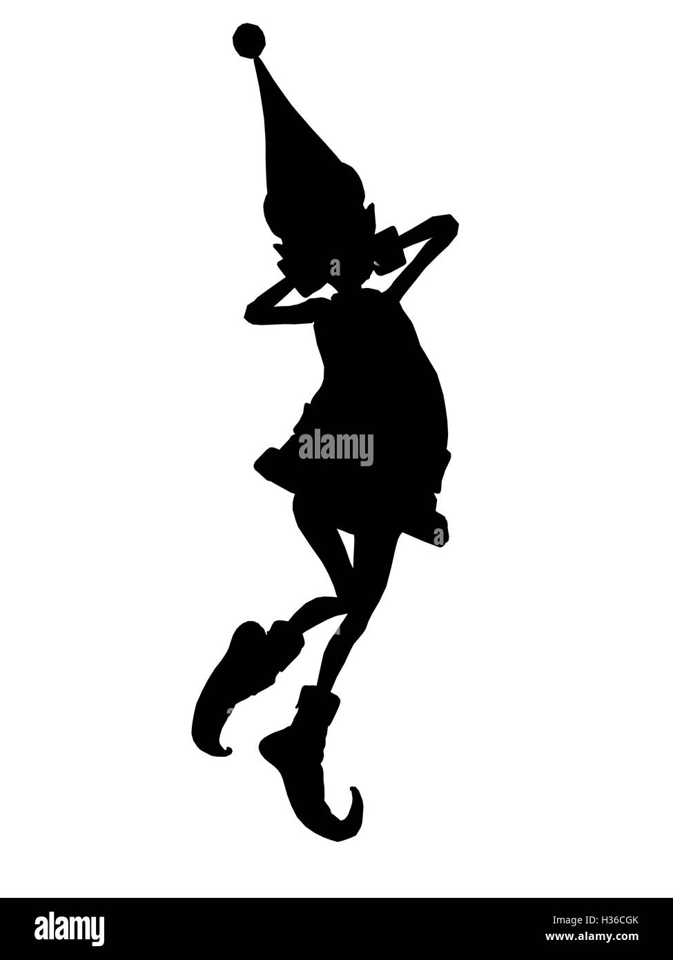 Christmas Elf Silhouette Illustration Stock Photo - Alamy