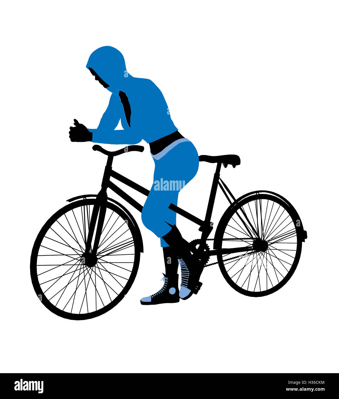 Female Bicycle Rider Illustration Silhouette Stock Photo - Alamy