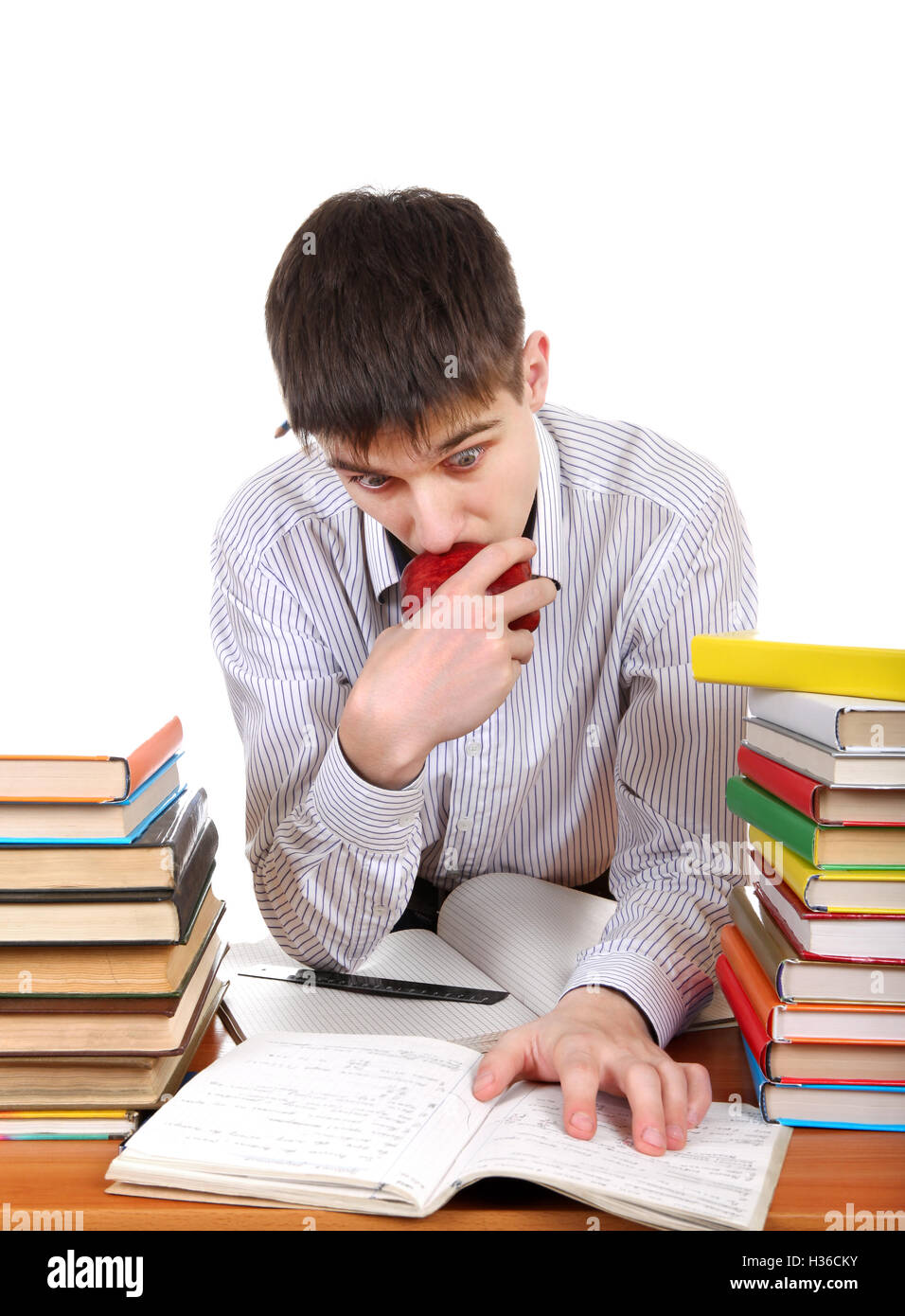 Student with an Apple Stock Photo - Alamy