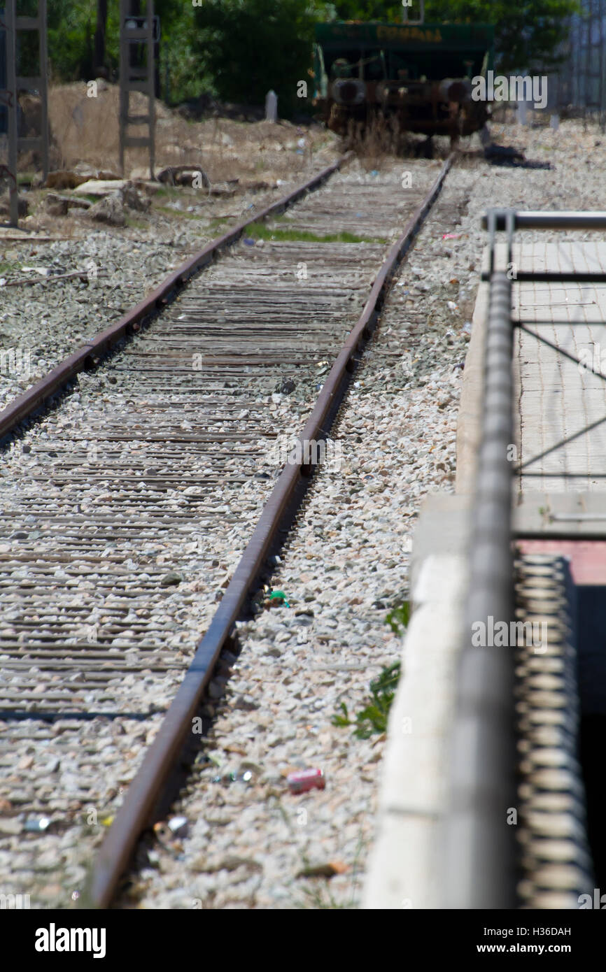 train rails, detail of railways in Spain Stock Photo - Alamy