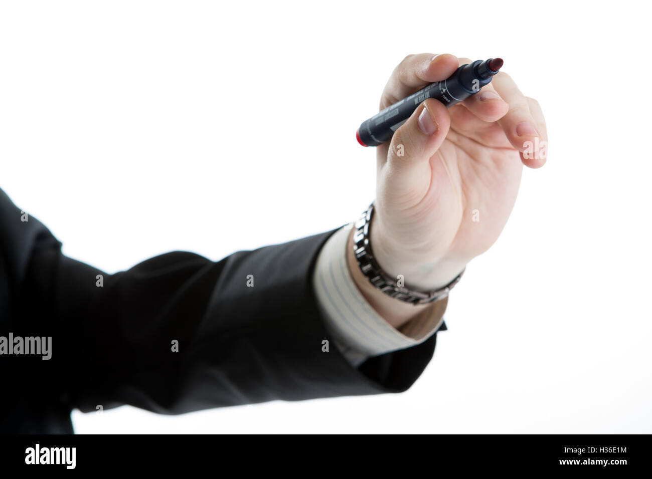 the person starts to write by marker Stock Photo - Alamy