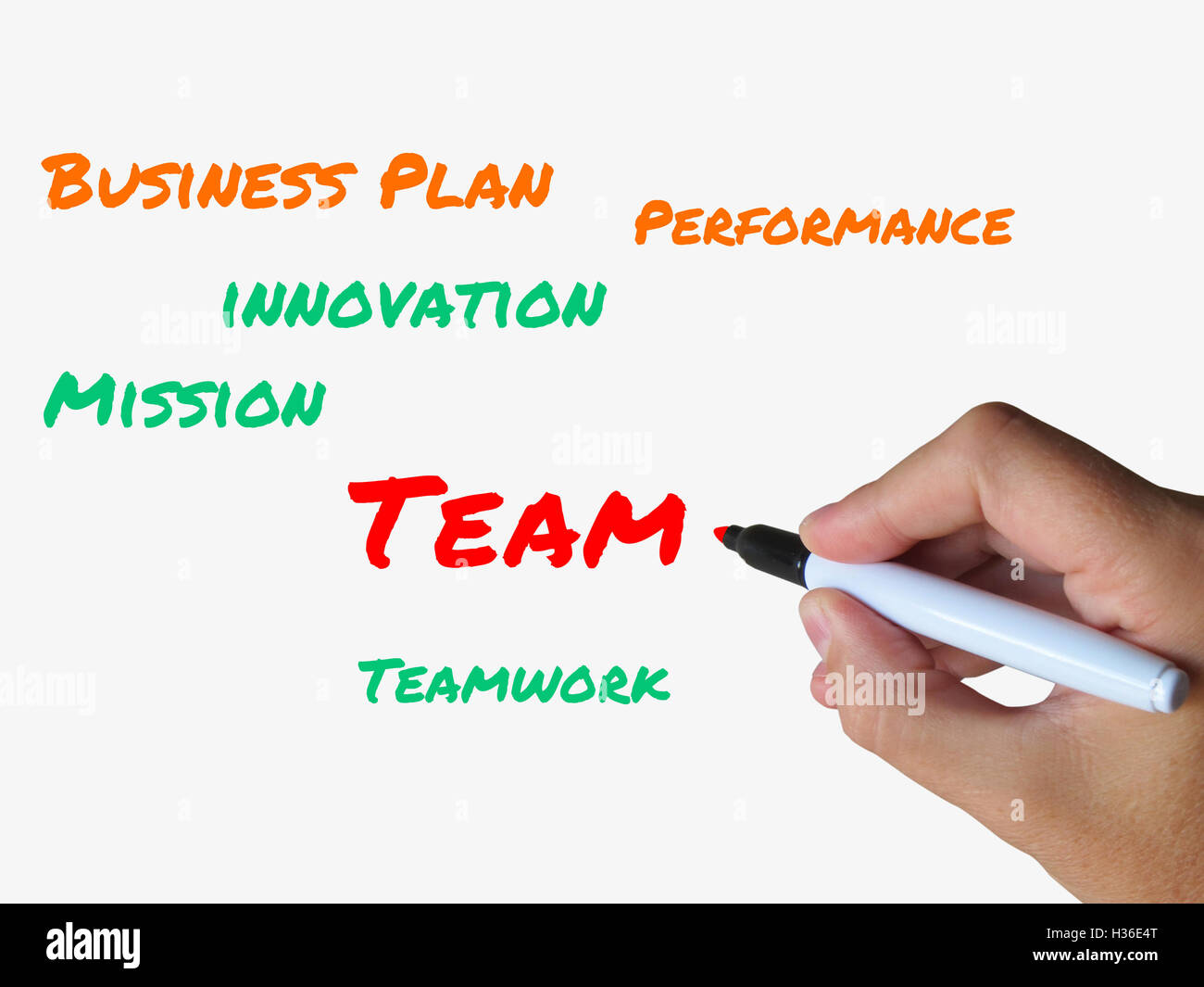 Team Words on Whiteboard Show Teamwork and Partnership Stock Photo - Alamy
