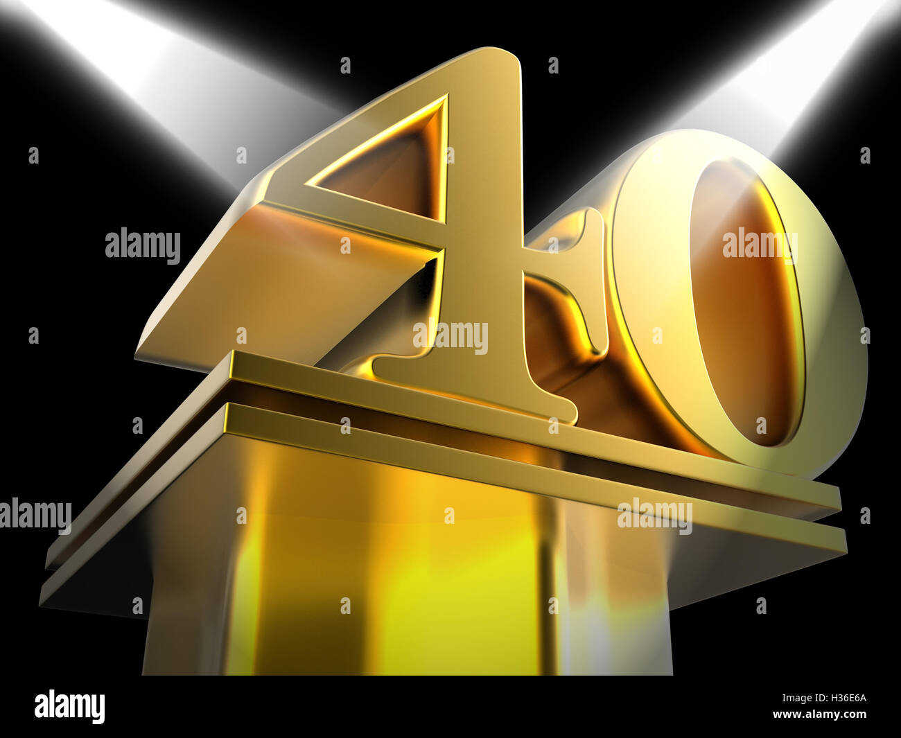 Golden Forty On Pedestal Shows Shiny Prizes And Awards Stock Photo - Alamy