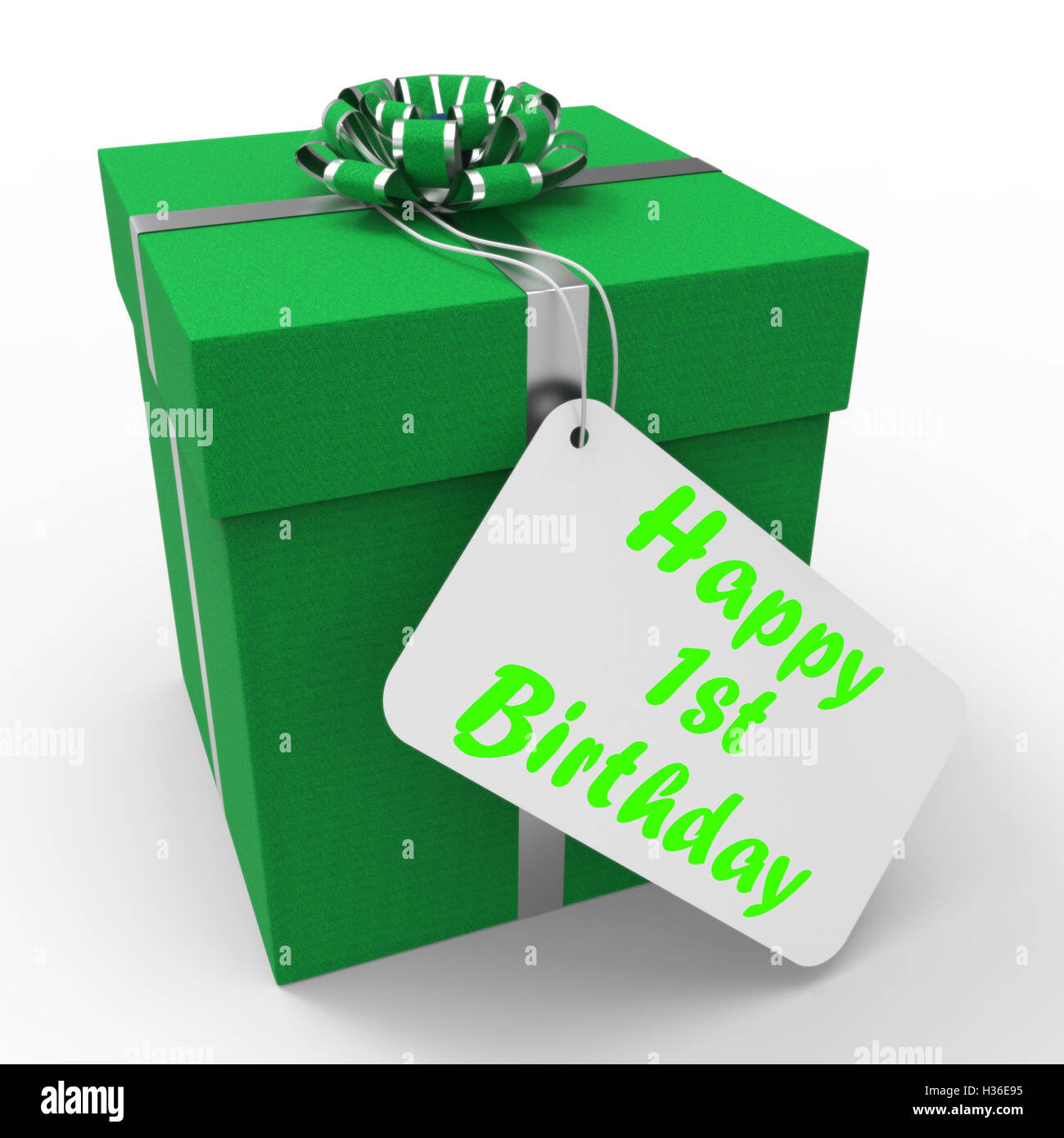 Happy 1st Birthday Gift Shows Celebrating Turning One Stock Photo - Alamy