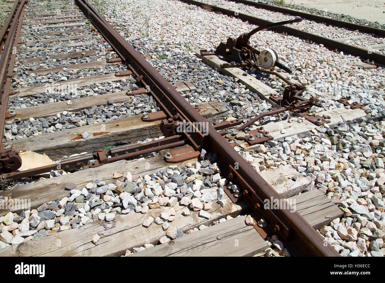 needle exchange, train rails, detail of railways in Spain Stock Photo ...