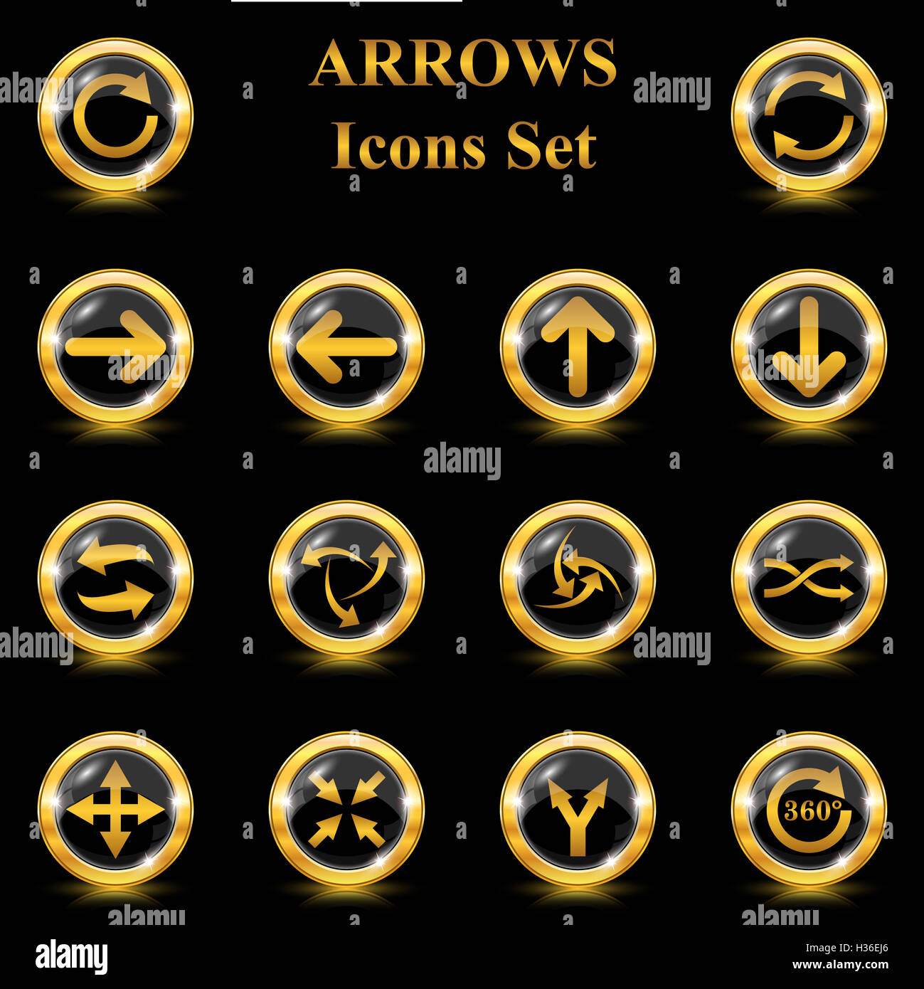Set of arrows icons on black background. EPS10 Vector Stock Photo - Alamy