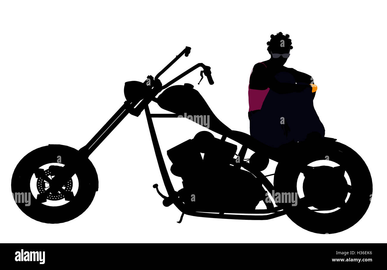 African American Female Biker Silhouette Stock Photo - Alamy