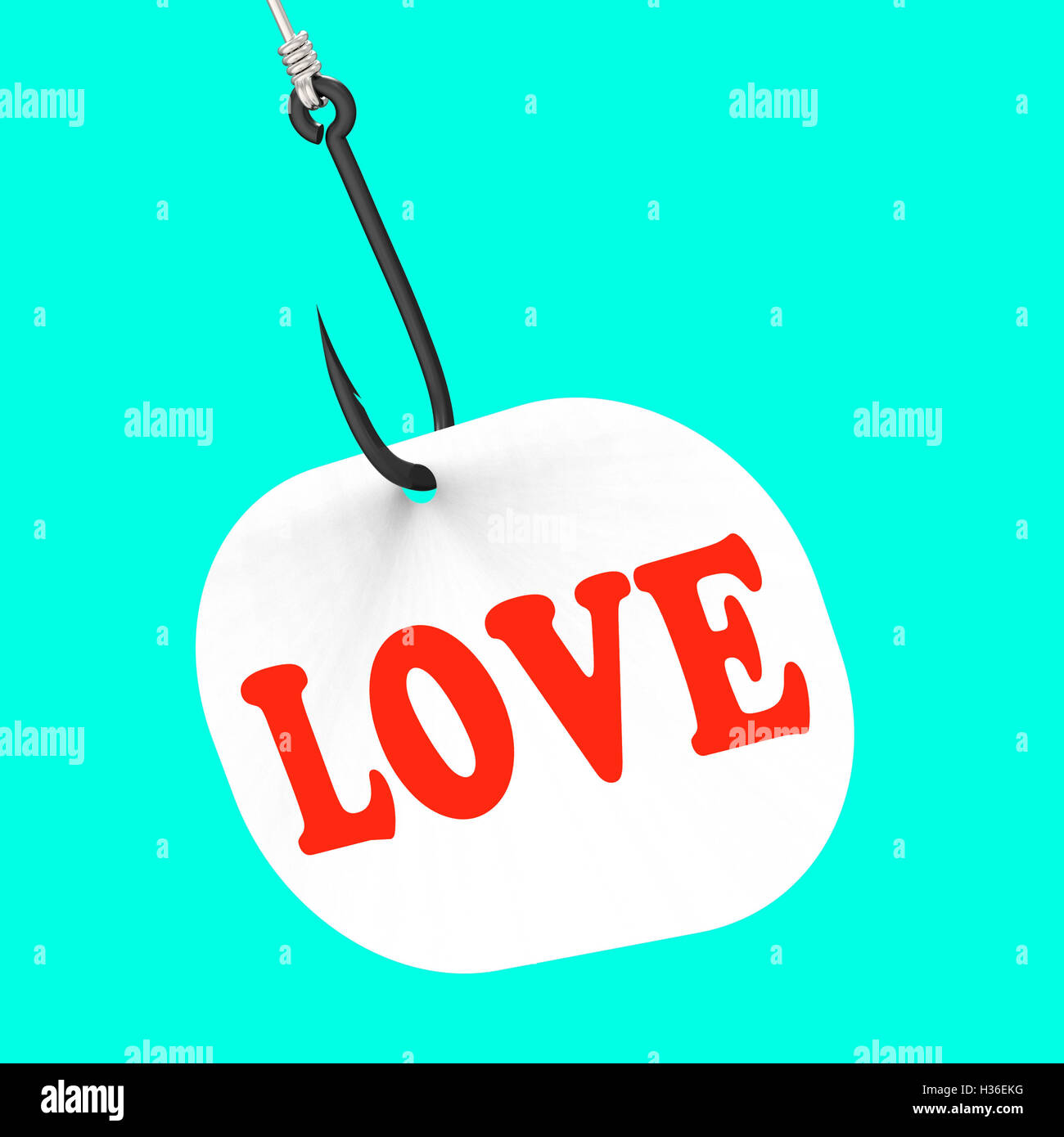 Love On Hook Means Romantic Seduction Or Flirting Stock Photo - Alamy
